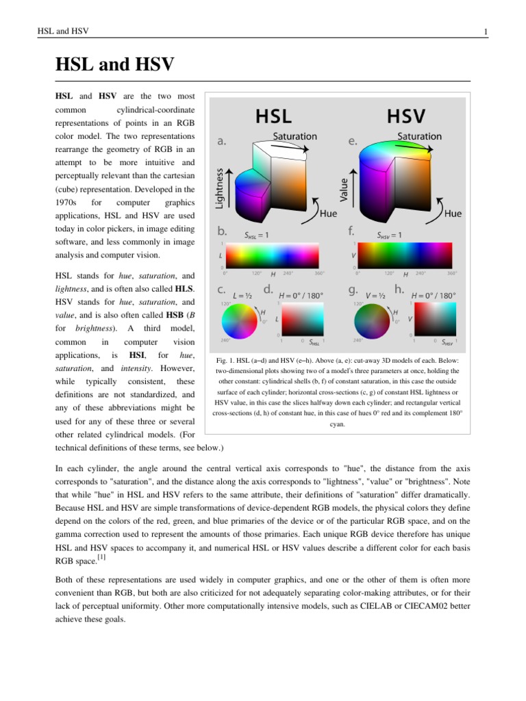 Hsi - HSL - HSV | PDF | Hue | Rgb Color Model