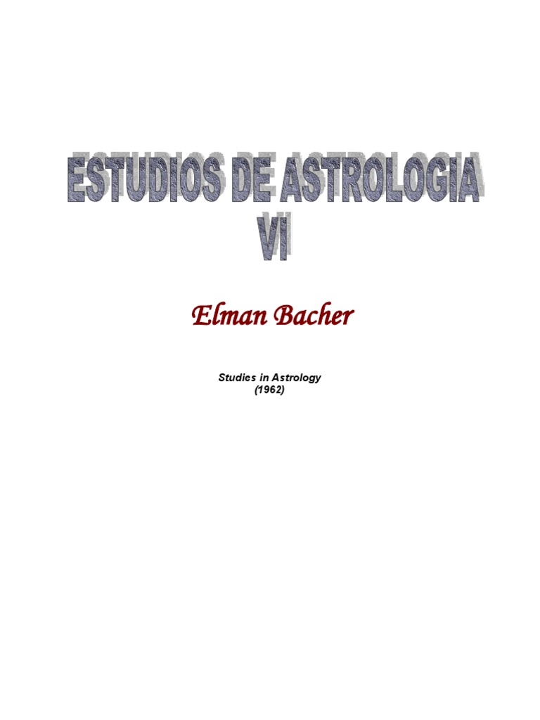Elman Bacher: Studies in Astrology (1962) | PDF | Ritmo | Arquetipo