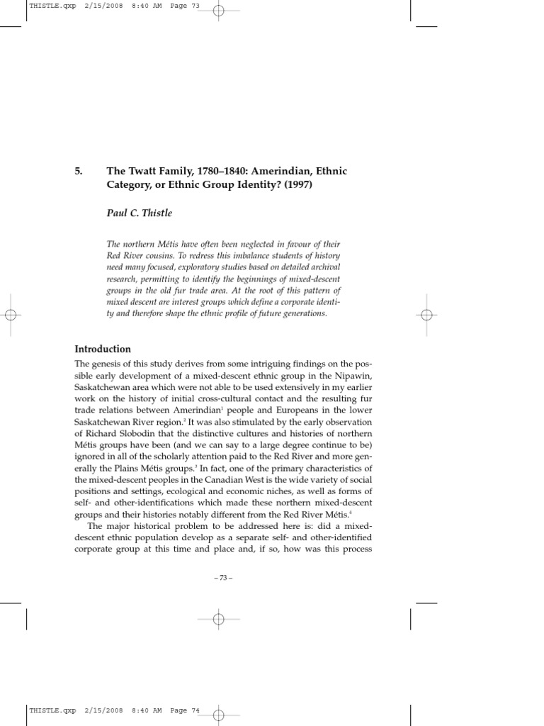 Origins of the Twatt Mixed-Descent Group | PDF | Ethnic Groups | Social ...