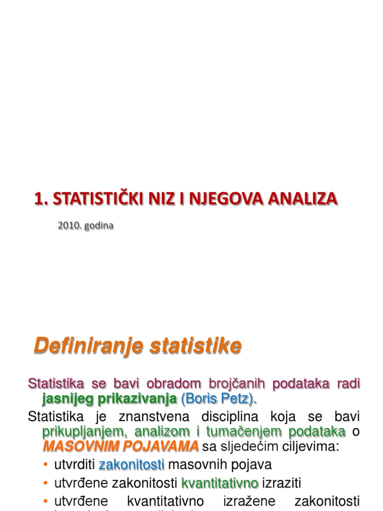 Statisticki Niz I Njegova Analiza | PDF