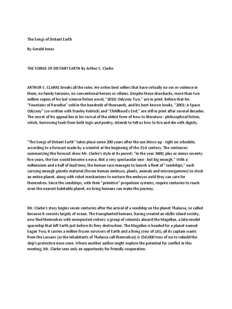 The Songs of Distant Earth Overview | PDF | Poetry | Religion And Belief