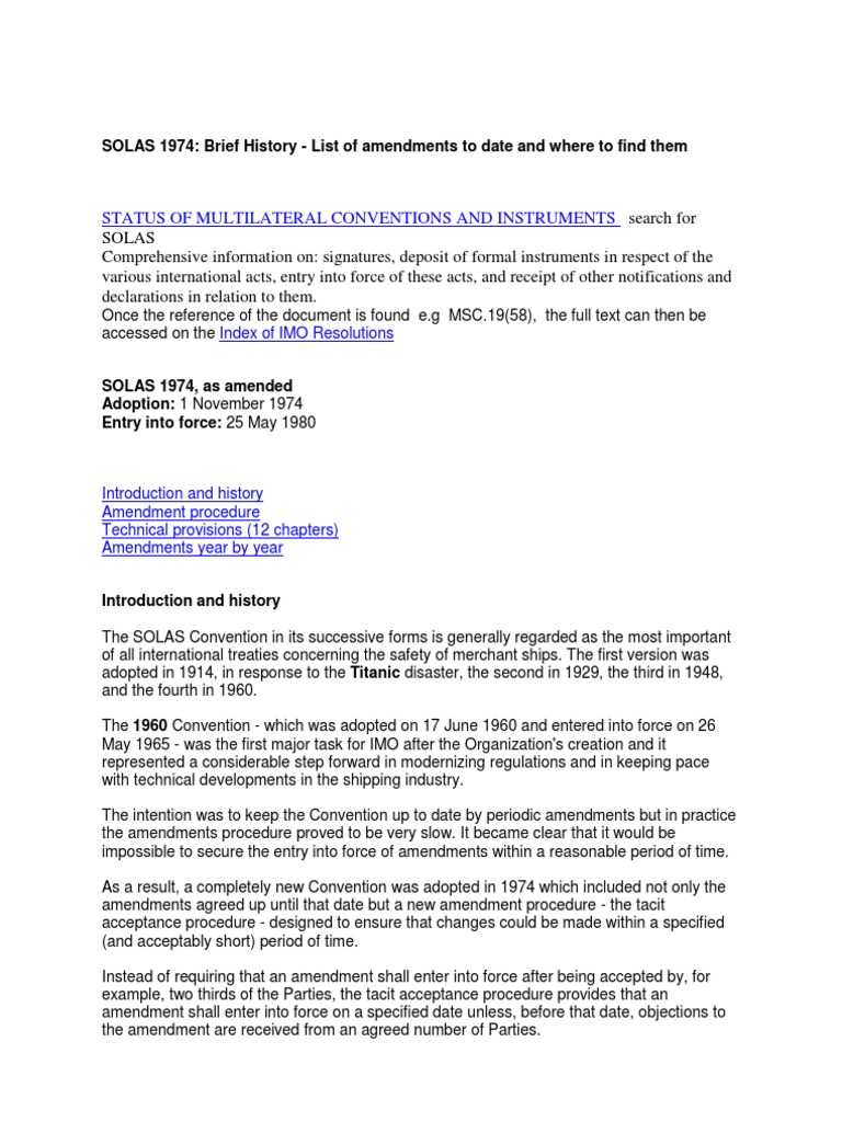 Solas Convention 1974 | PDF | Dangerous Goods | Ships