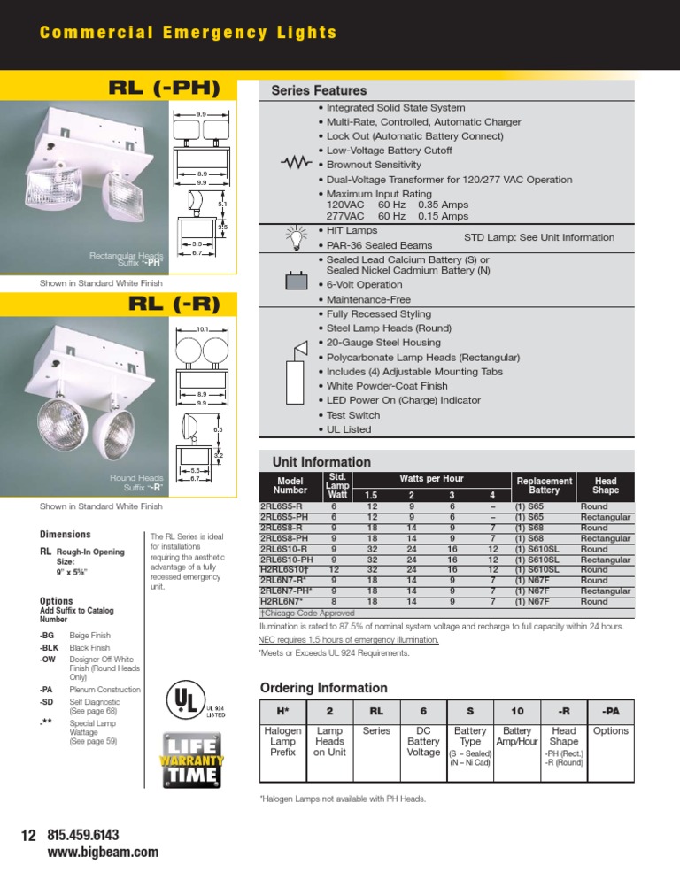 RL (-PH) : Commercial Emergency Lights | PDF | Computers