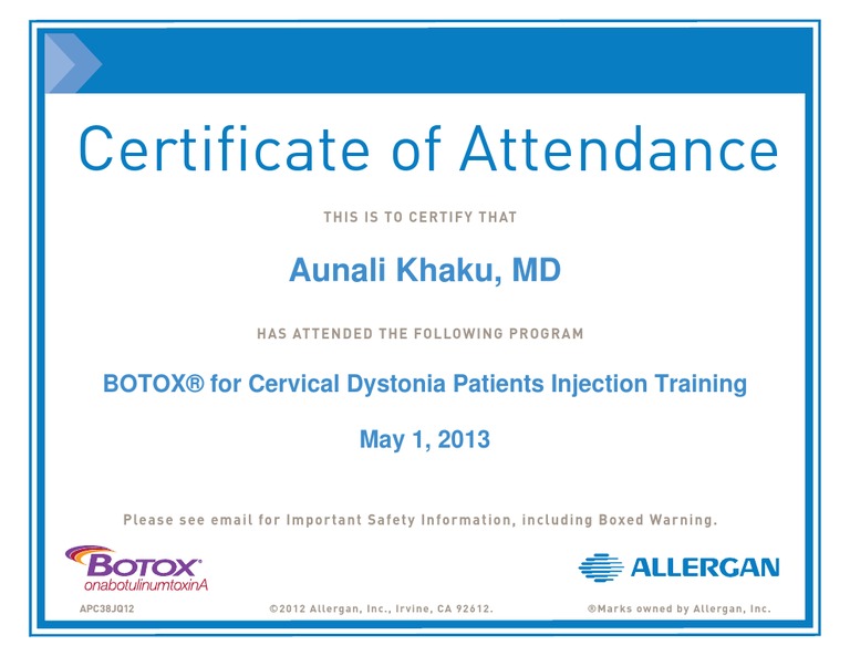 Aunali Khaku Botox Botulinum Toxin For Cervical Dystonia and ...