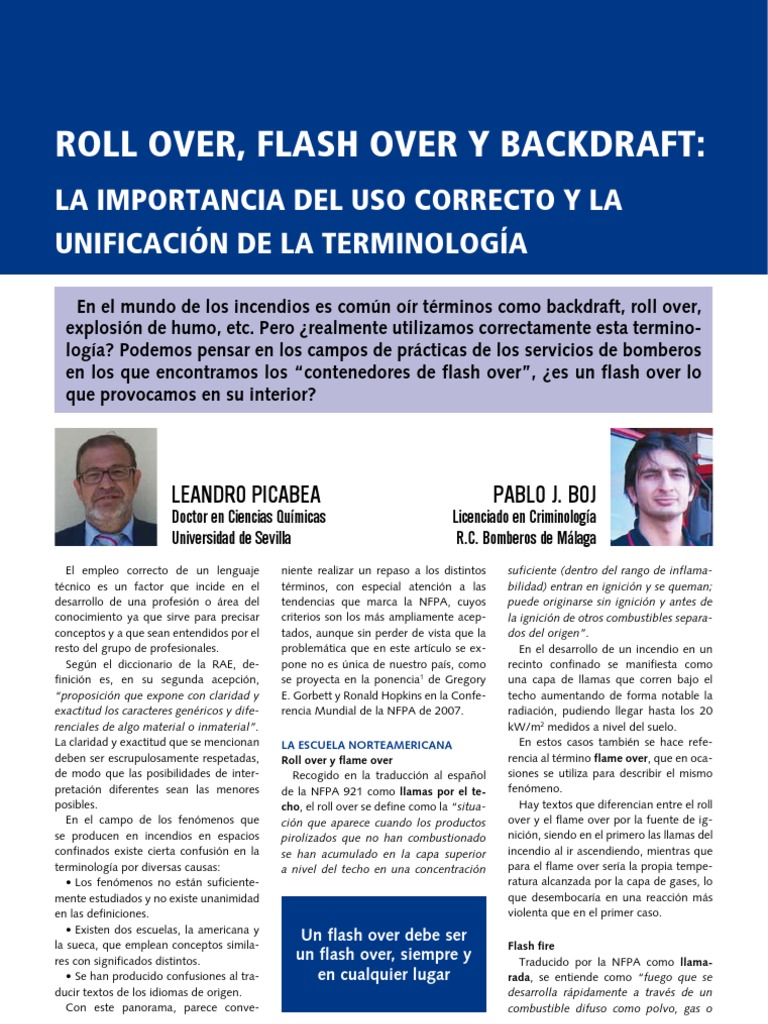 Terminologia Flashover Backdraft PDF | PDF | Combustión | Oxígeno