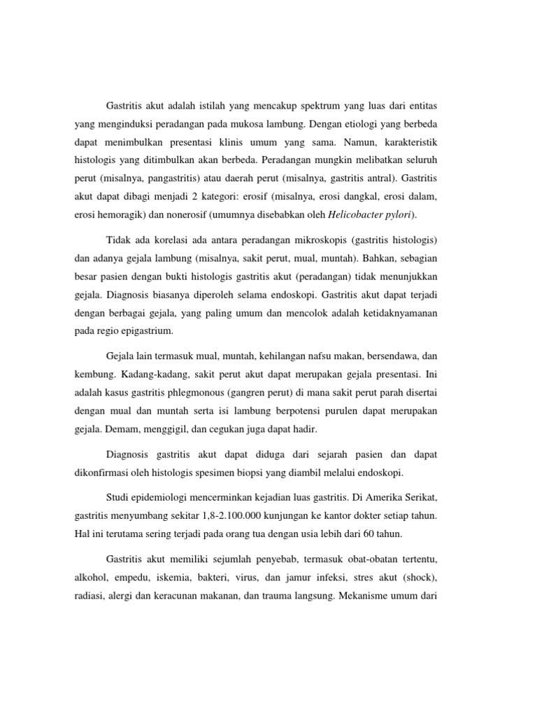 Gastritis Atrofi Adalah Suatu Keadaan Histopatologi Yang Ditandai Oleh ...