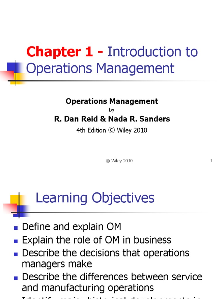Opm 101 Chapter 1 | PDF | Operations Management | Supply Chain Management