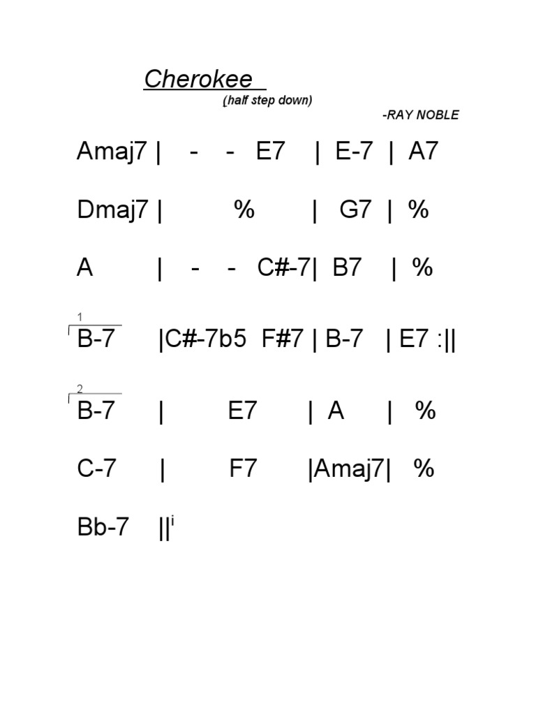 Cherokee Chord Progression Guide | PDF