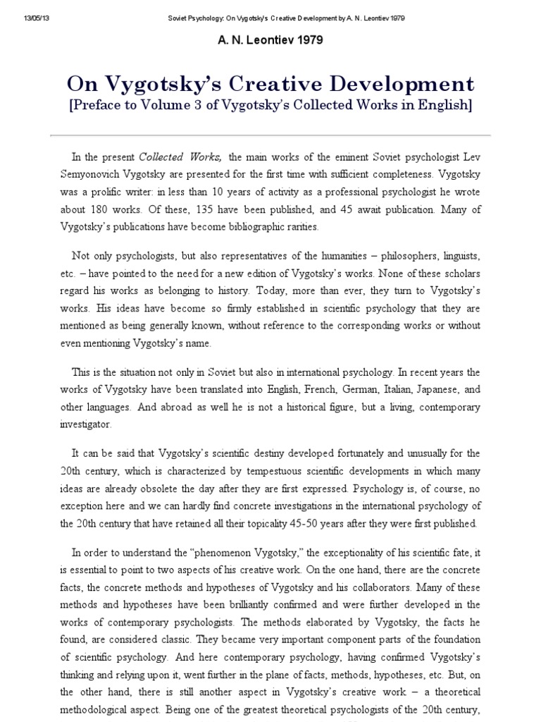Vygotsky's Impact on Soviet Psychology | PDF | Thought | Psychology
