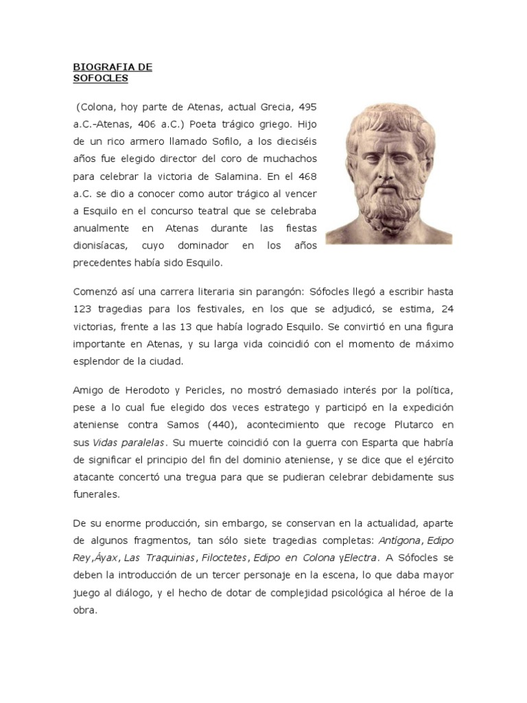 Biografia de Sofocles Esquilo y Euripides | PDF | Esquilo | Tragedia griega