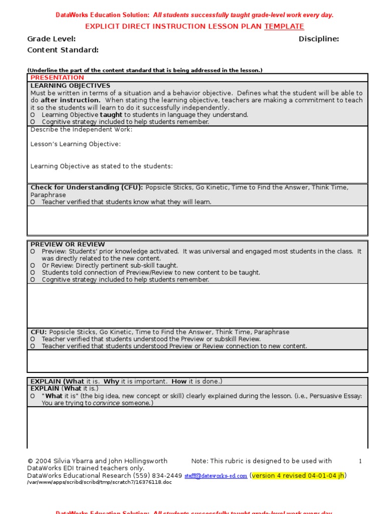 Instructional Lesson Plan Template Weekly Lesson Plan | Edit Online