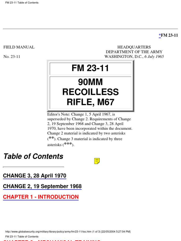 M67 90mm Recoilless Rifle Manual | PDF | Fuze | Cartridge (Firearms)