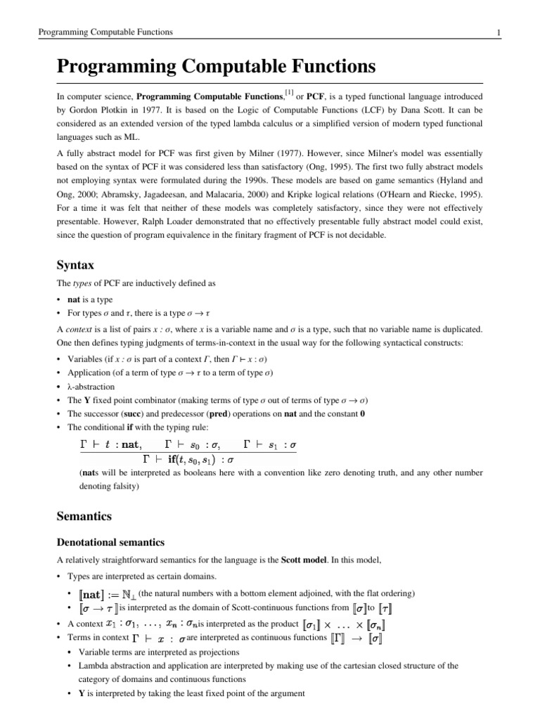 Programming Computable Functions An Introduction To The Typed