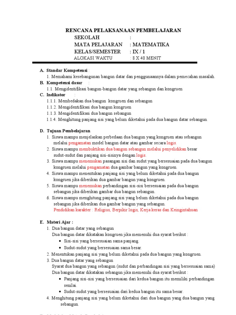 RPP Kesebangunan | PDF