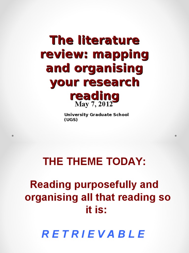 The Literature Review: Mapping and Organising Your Research Reading ...
