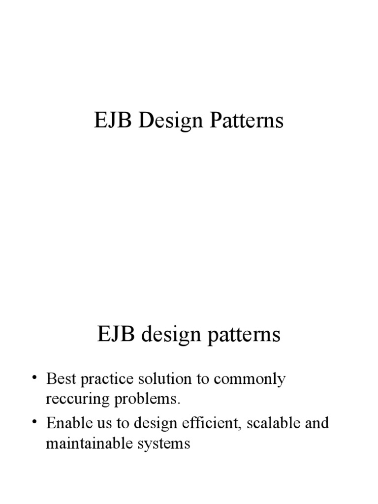 14 EJB Design Patterns | PDF | Enterprise Java Beans | Object (Computer ...