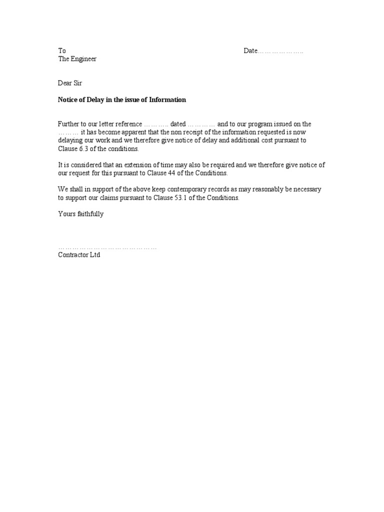 Notice of Delay in The Issue of Information | PDF
