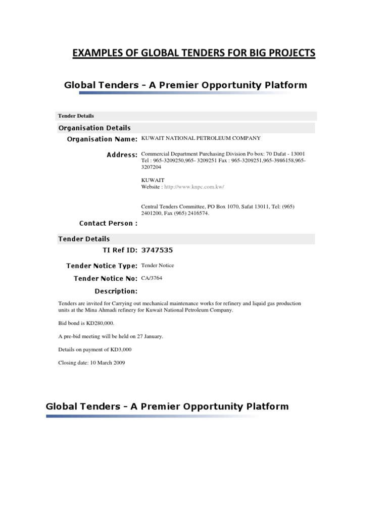 Global Tenders | Procurement | Business