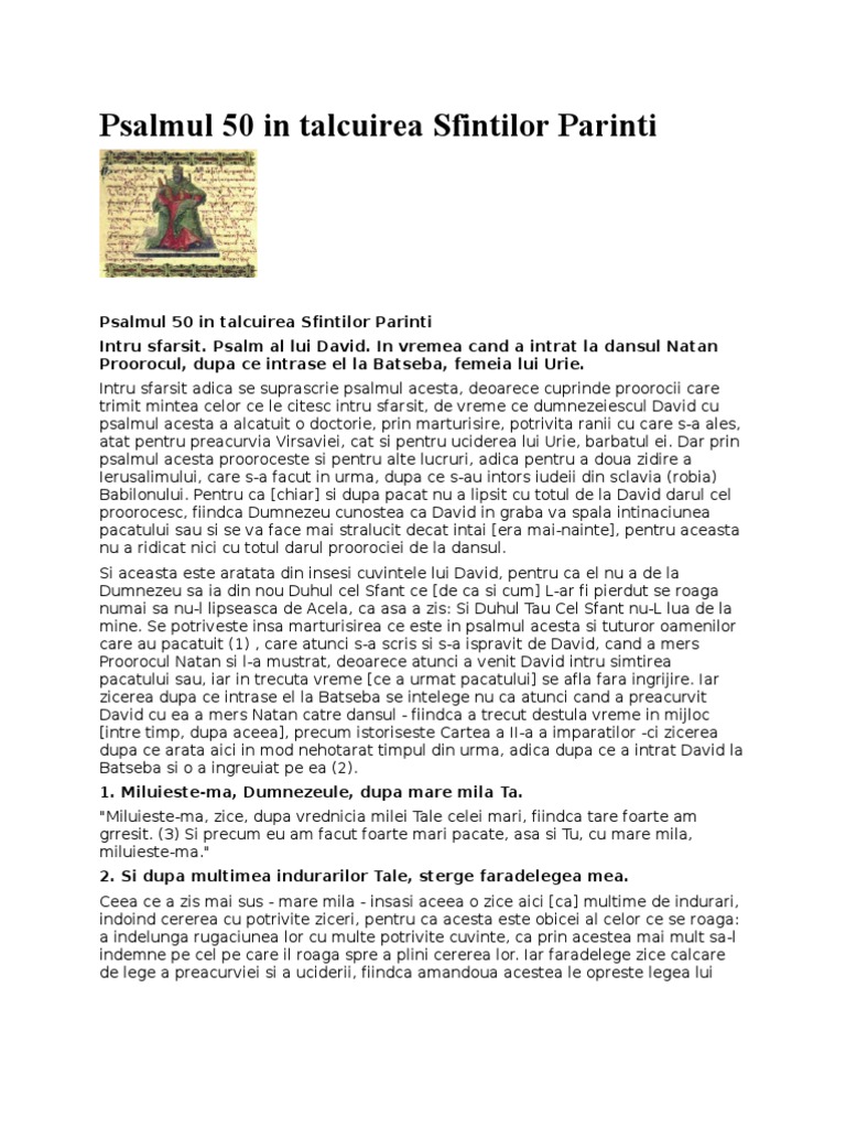 Psalmul 50 in Talcuirea Sfintilor Parinti | PDF