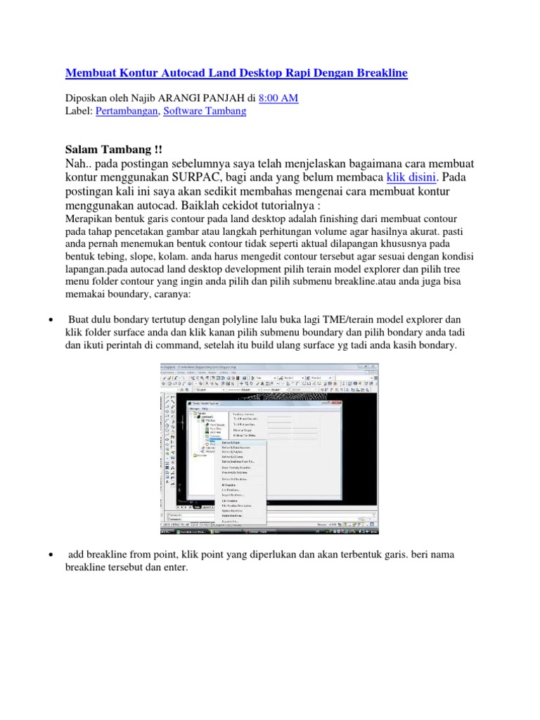 Membuat Kontur Autocad Land Desktop Rapi Dengan Breakline | PDF | Komputer