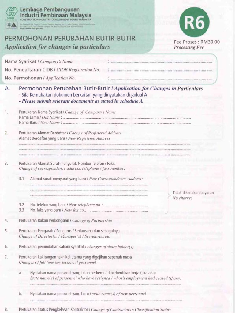 Cidb Form | PDF