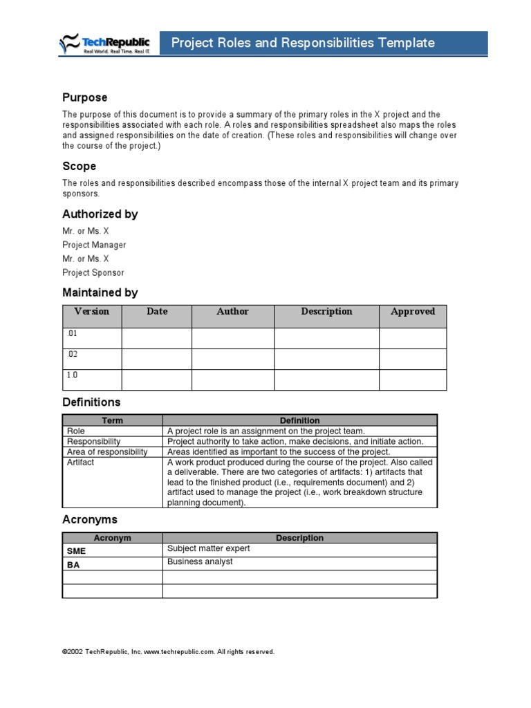 Project Roles and Responsabilities | PDF | Business Process | Business