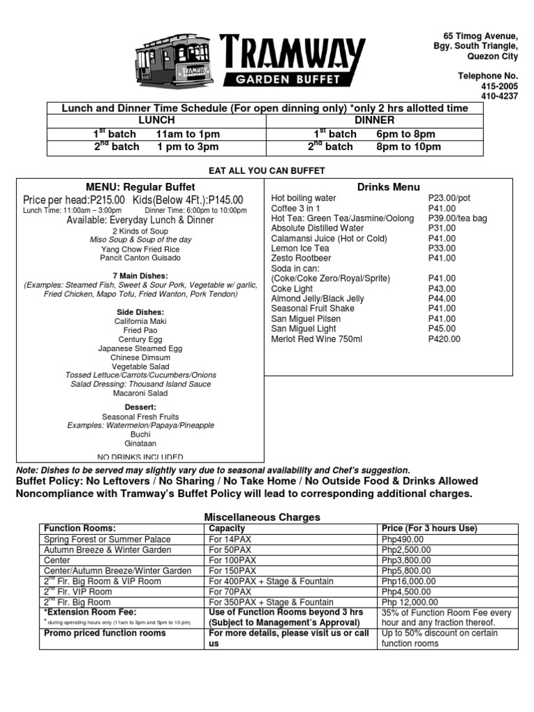 Tramway Timog Package PDF | PDF | Lunch | Salad