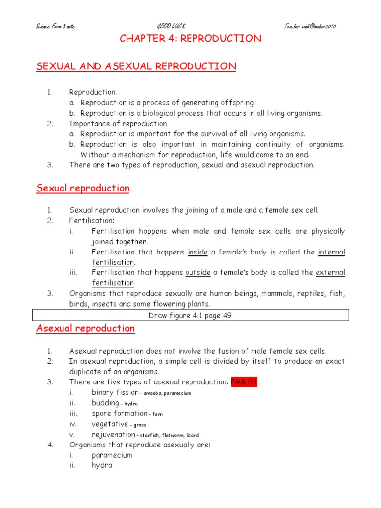 Science Form 3 Chapter 4 Reproduction | PDF | Seed | Infertility