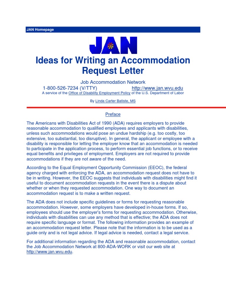 Ideas For Writing An Accommodation Request Letter | PDF | Americans ...