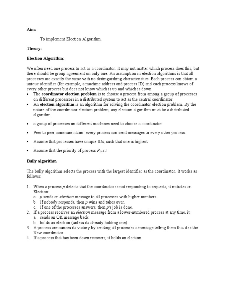 10 Election Algorithm Pdf Distributed Computing Computer Science