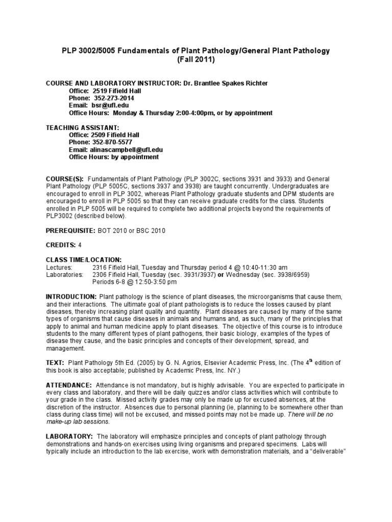 Plant Pathology Laboratory Outline | PDF | Plant Pathology | Academic ...