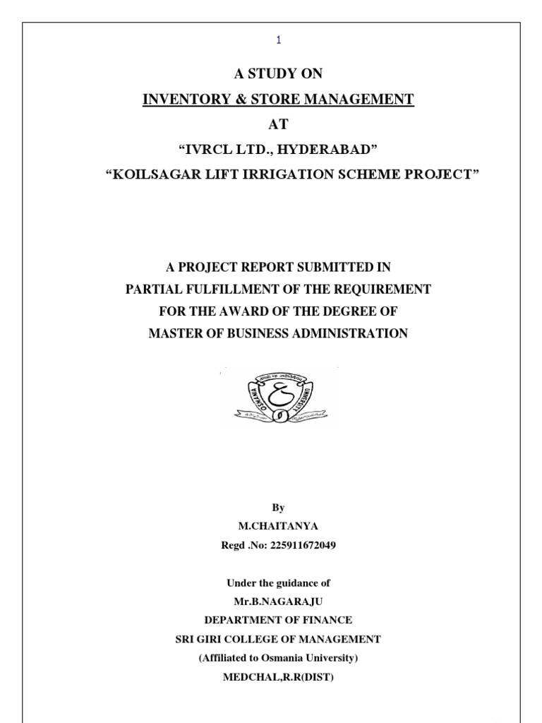 Inventory Management Study at IVRCL Ltd. | PDF | Inventory | Enterprise ...