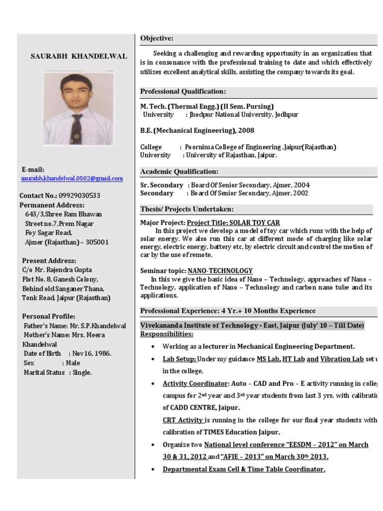 Saurabh Resume | PDF | Computer Aided Design | Mechanical Engineering