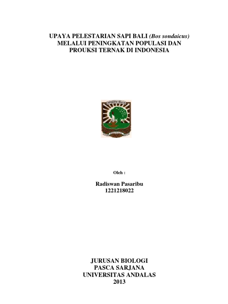 Sapi Bali Dan Upaya Melestarikanya | PDF