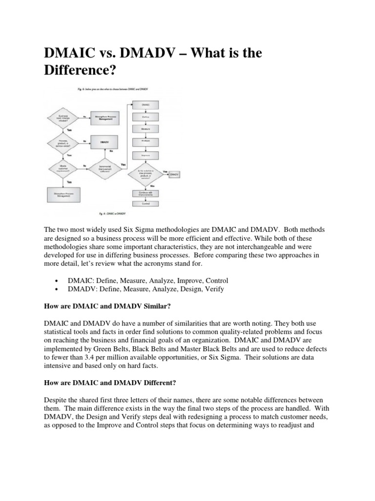 Dmaic Vs Dmadv | PDF | Six Sigma | Business Process