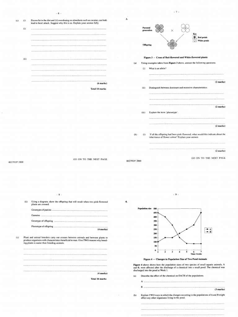 CXC Biology 2000-2003 Papers 2 & 3