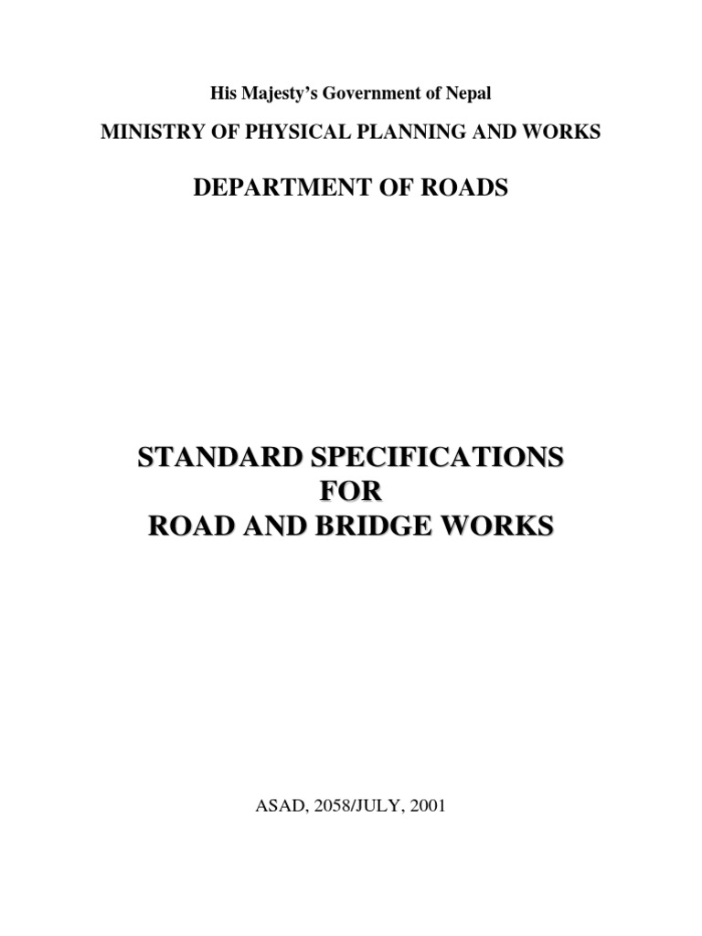 Standard Specifications OF rOADS AND bRIDGES PDF | PDF | Road ...