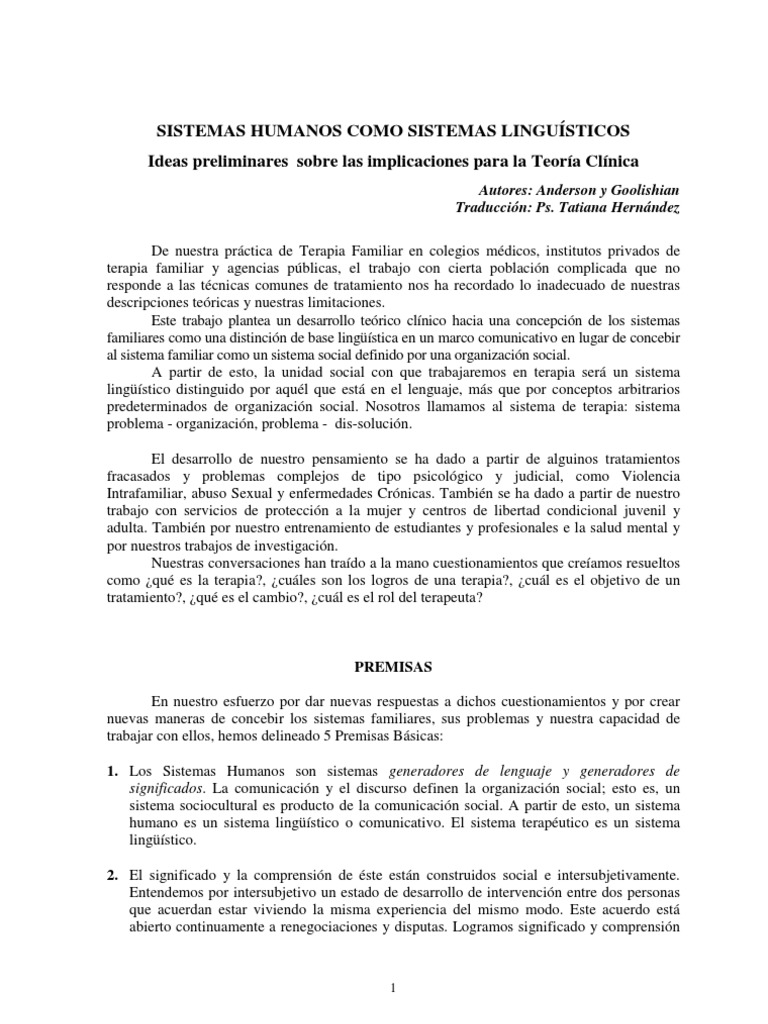 Anderson Harlene Goolishian Harold - Sistemas Humanos Como Sistemas ...