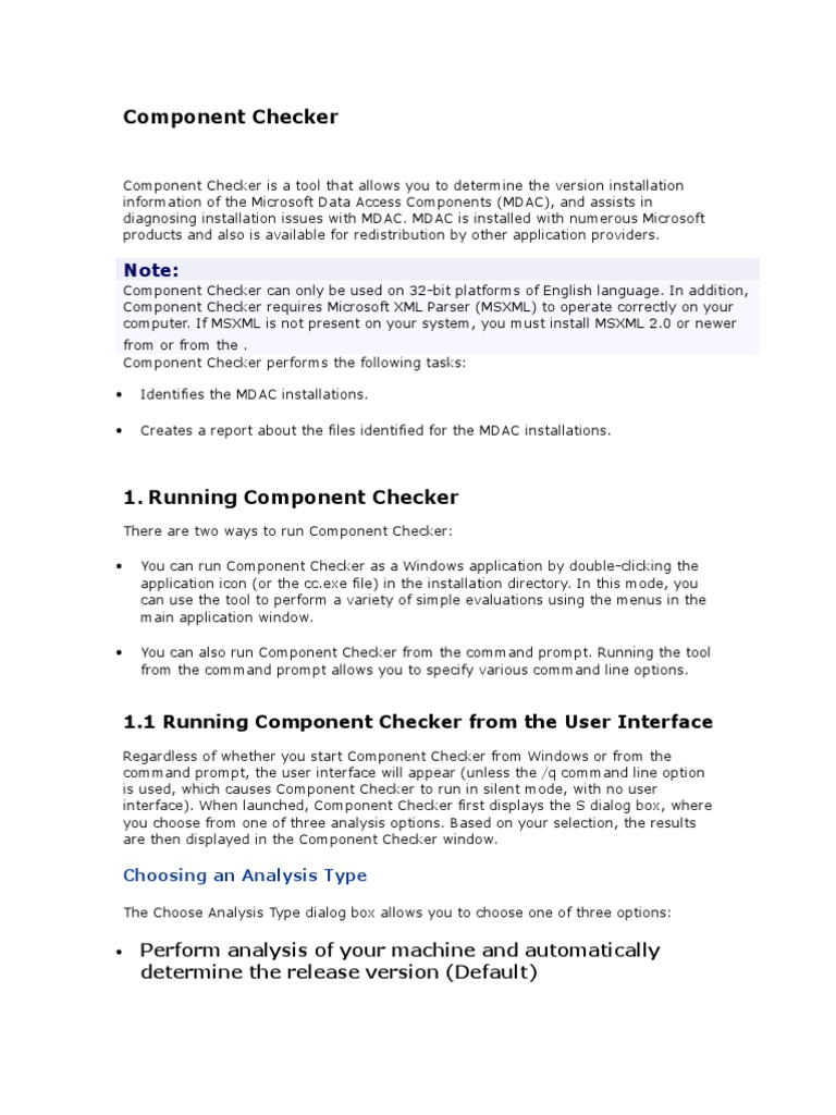 1.1 Running Component Checker From The User Interface | PDF | Windows ...