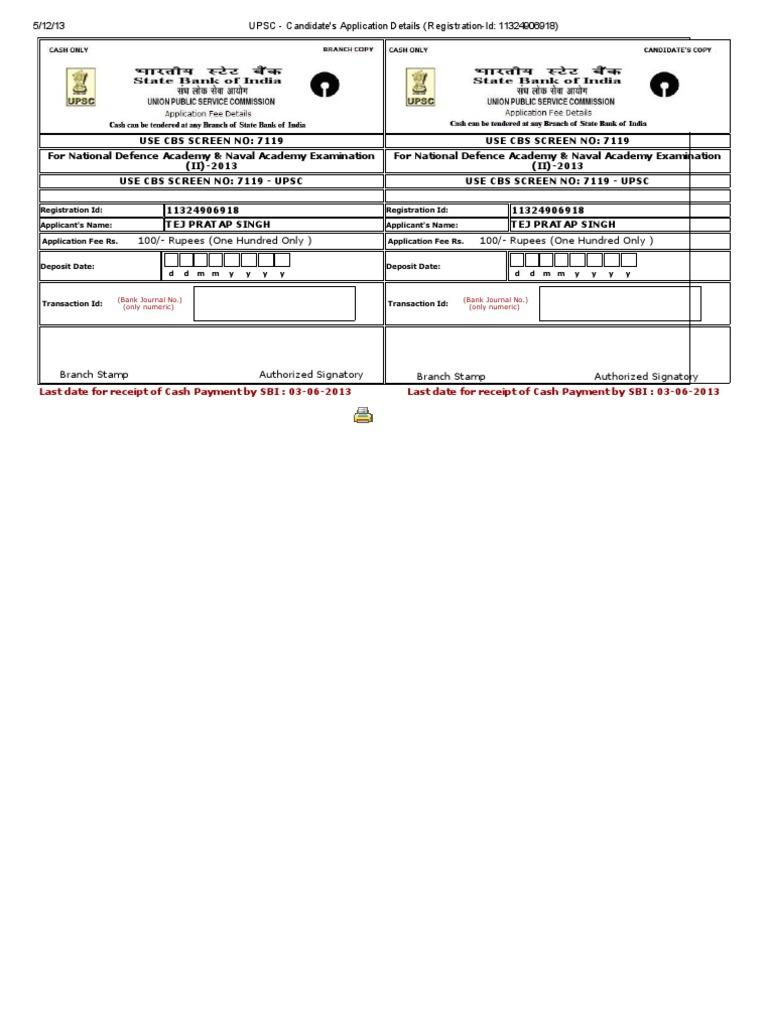 UPSC - Candidate's Application Details (Registration-Id - 11324906918 ...