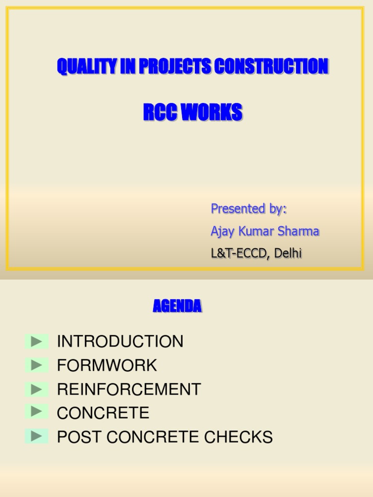 Presentation For Mathura Site RCC - Work | PDF | Concrete | Building ...
