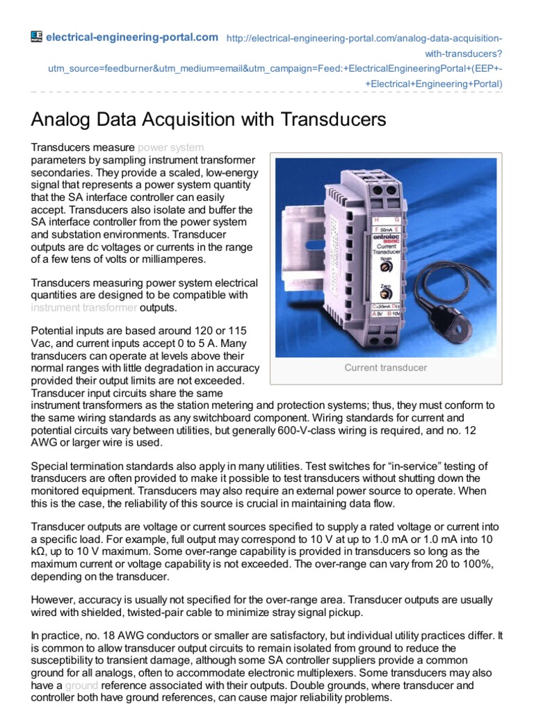 Analog Data Acquisition With Transducers | PDF | Electric Power System ...