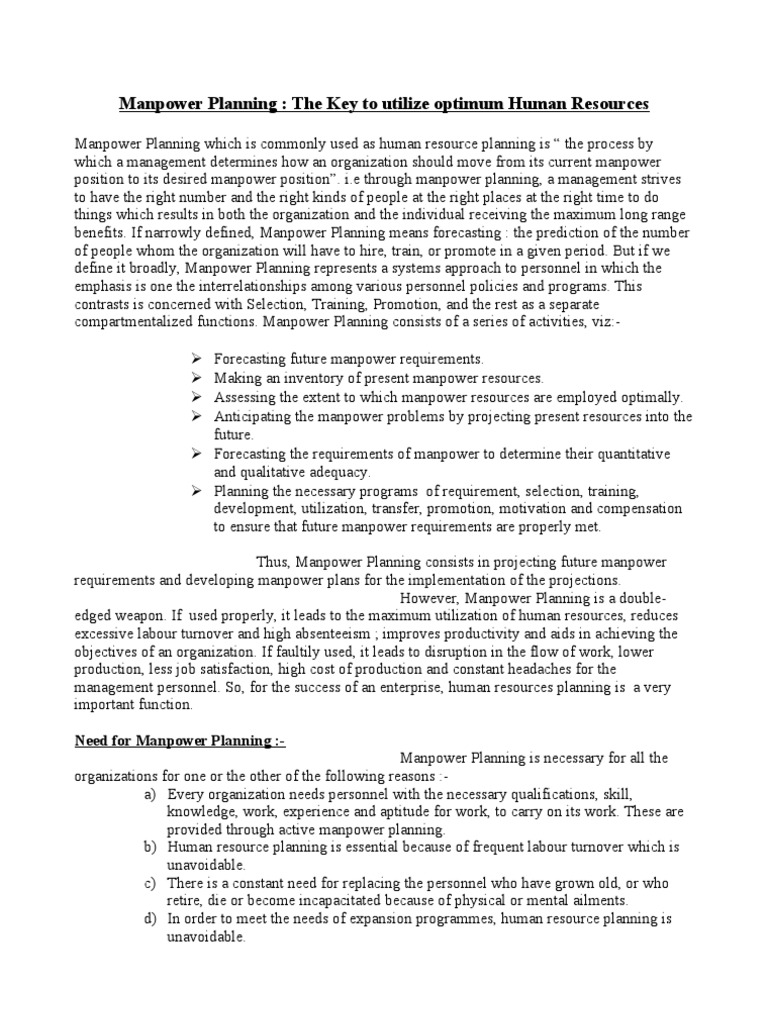 Manpower Planning | PDF
