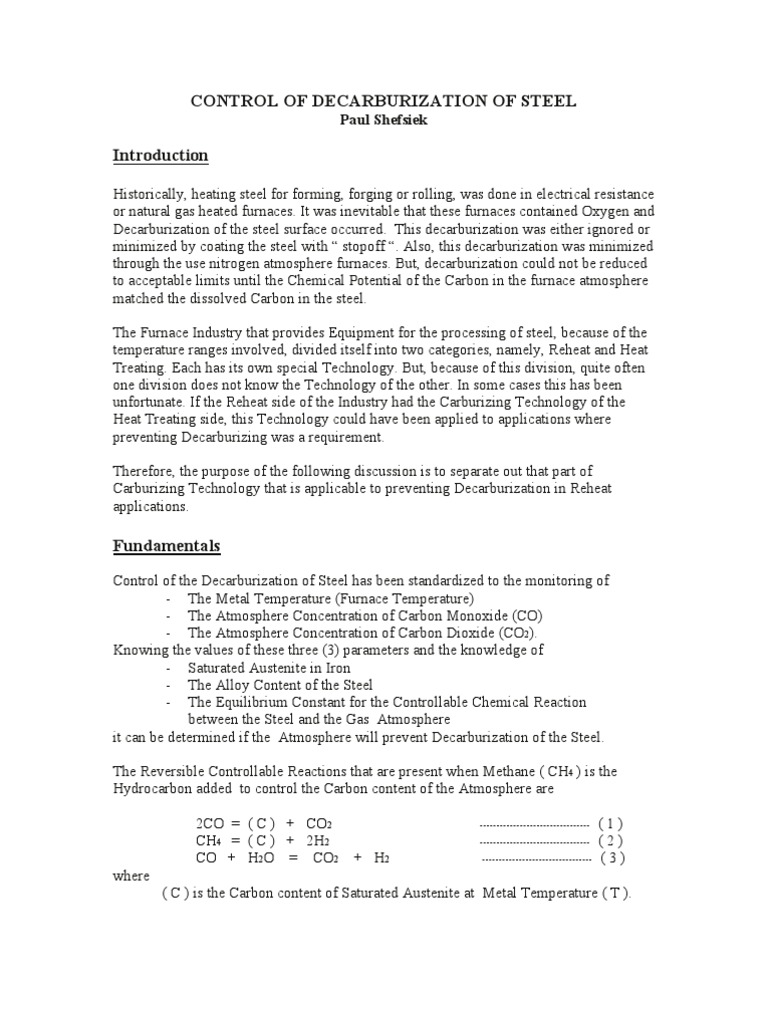 Steel Decarburization Control | PDF | Steel | Carbon Dioxide