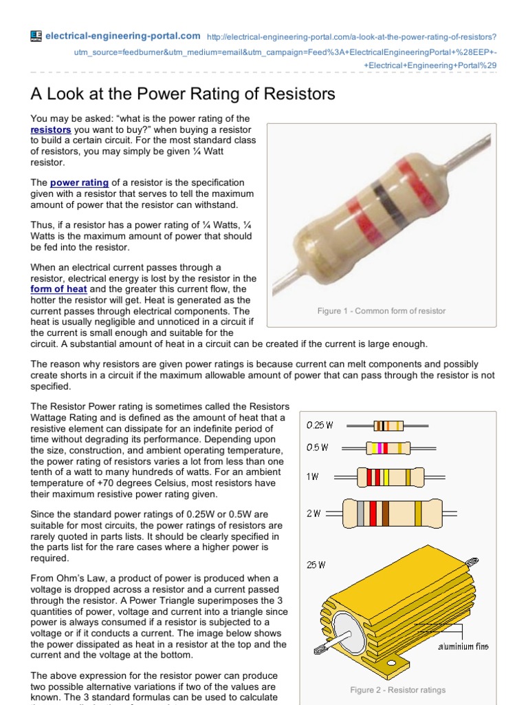 A Look at The Power Rating of Resistors | PDF | Resistor | Electric Current