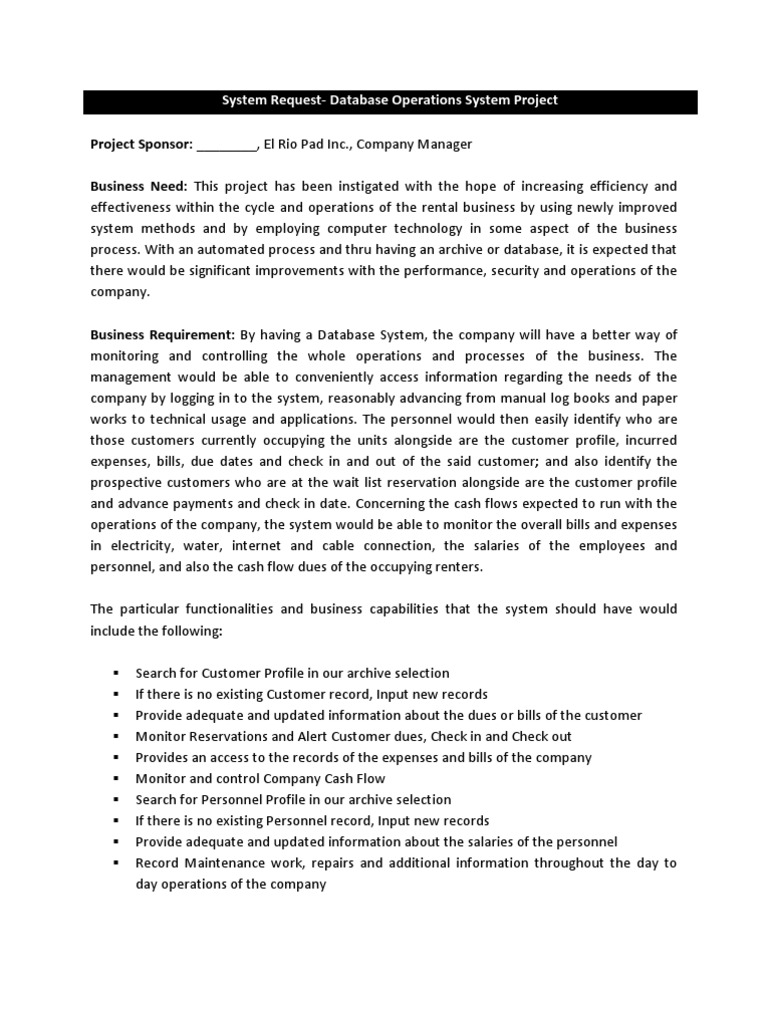 System Request and Feasibility Analysis | PDF | Databases | Business ...