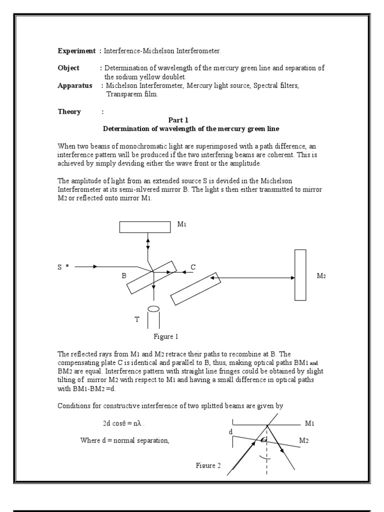 Interference Michelson Interferometer | PDF | Interferometry ...