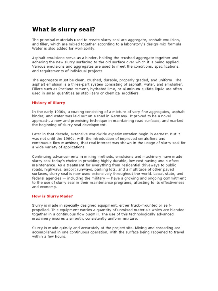 What Is Slurry Seal | PDF | Road Surface | Asphalt