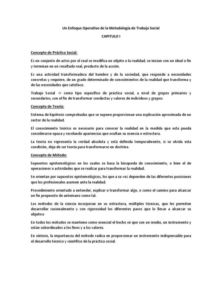 Enfoque Operativo en Trabajo Social | PDF | Método científico ...