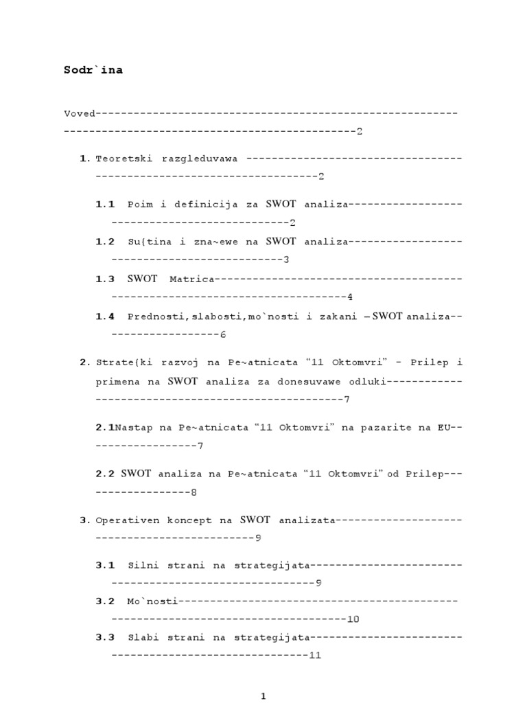 SWOT Analiza Na Pecatnicata 11 Oktomvri Prilep | PDF
